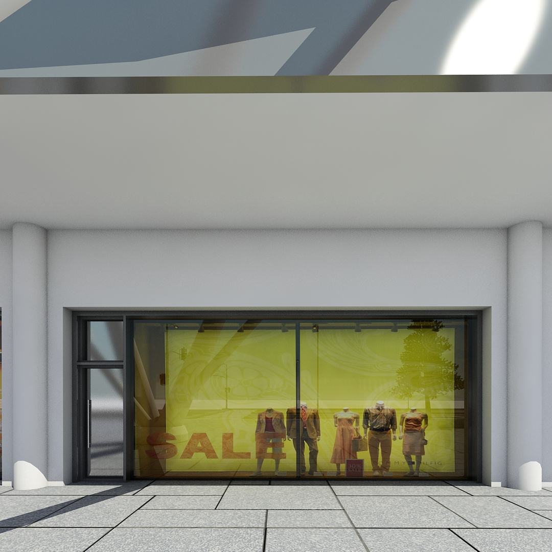3d model of shopping center exterior interior