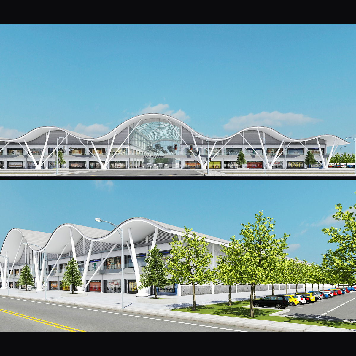 3d model of shopping center exterior interior
