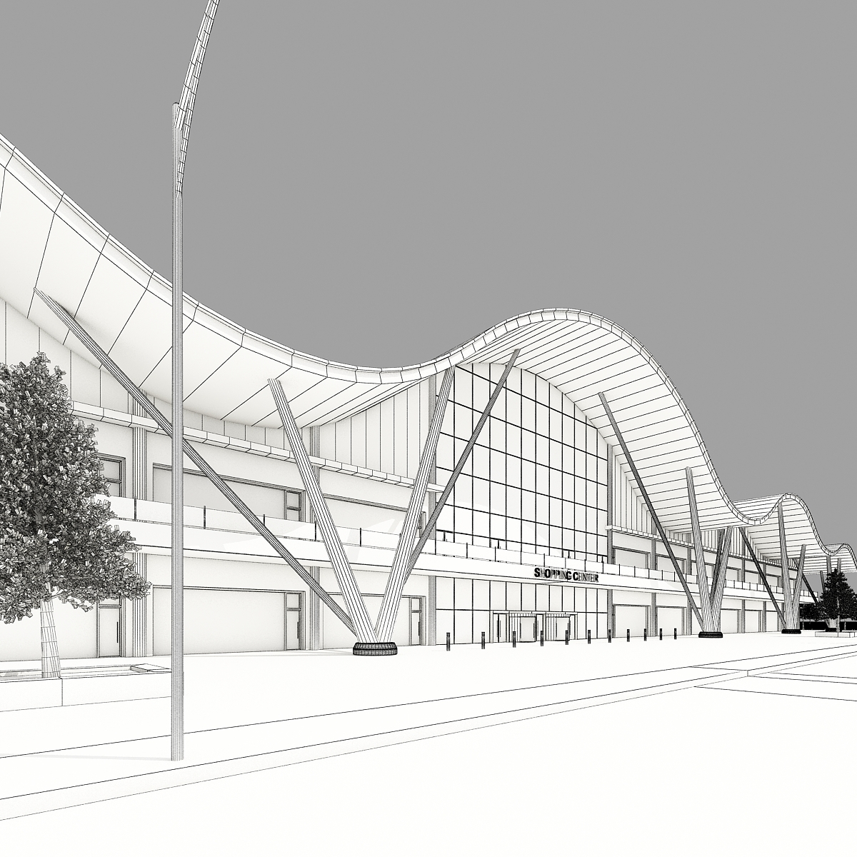3d model of shopping center exterior interior