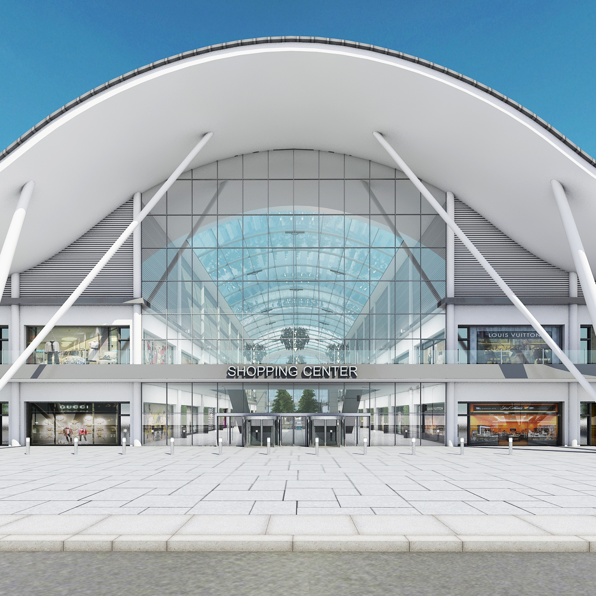 3d model of shopping center exterior interior