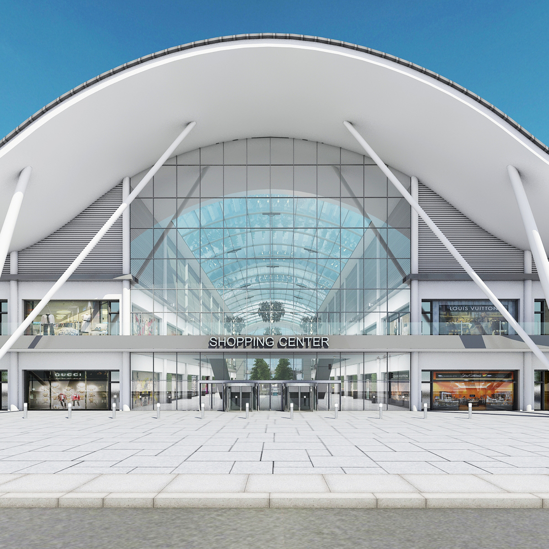 3d model of shopping center exterior interior