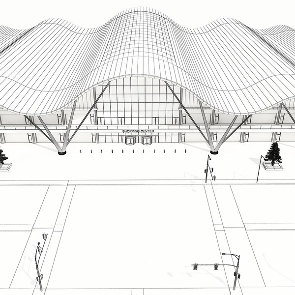 3d model of shopping center exterior interior