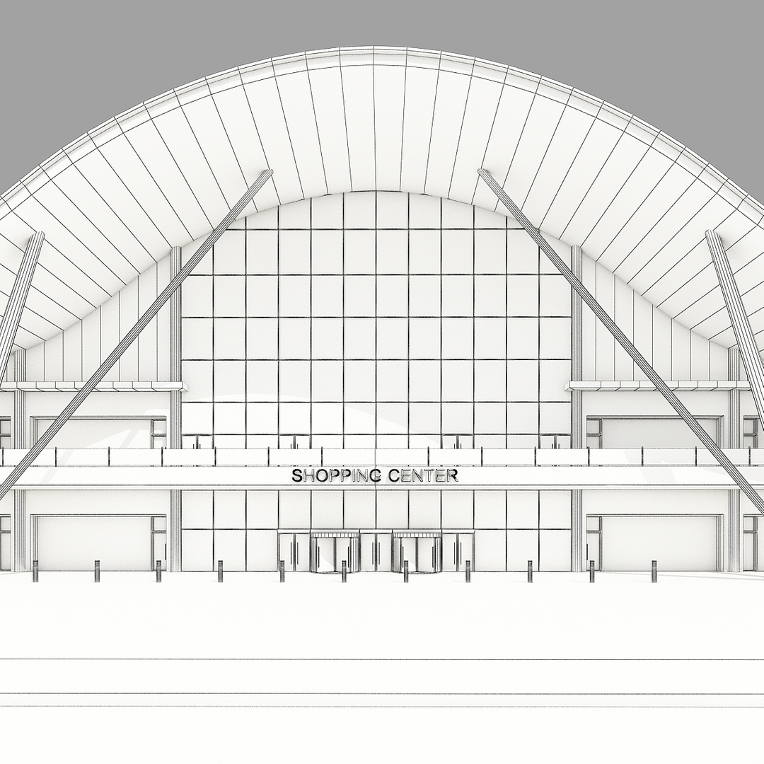 3d model of shopping center exterior interior