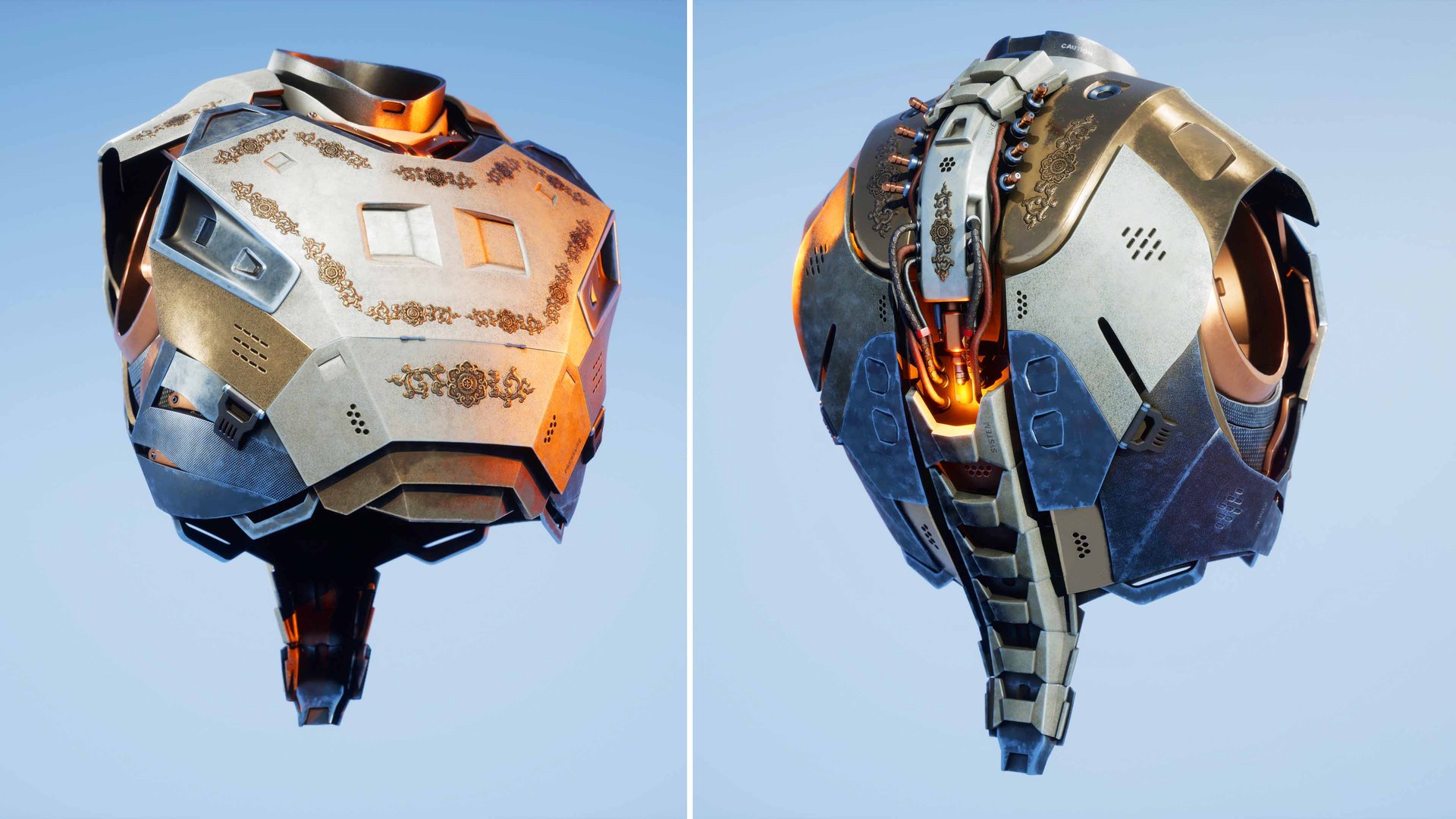 3D Mechanical Chest Torso Robot With Cables Carvings 3D Model 3D Model ...