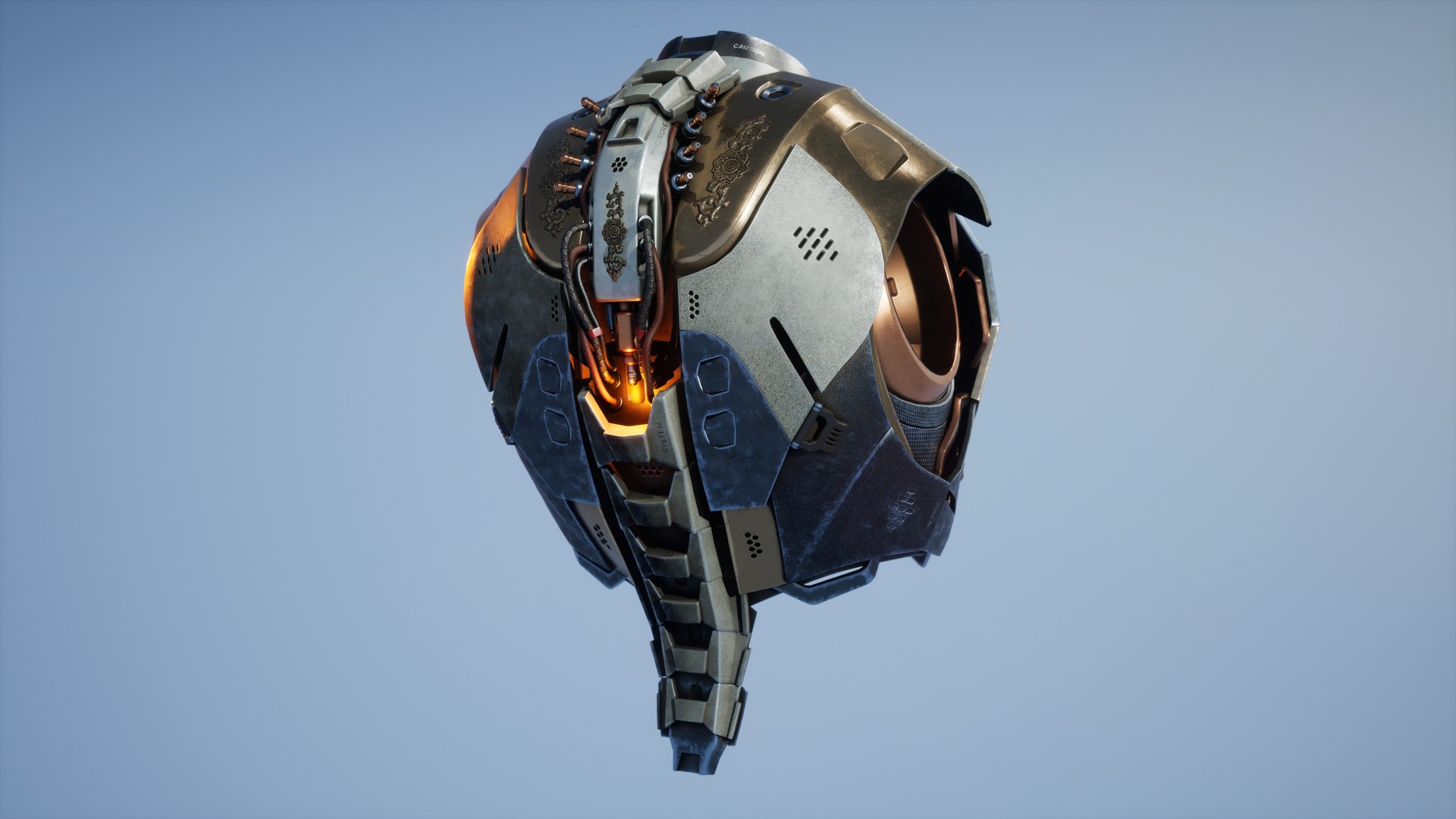 3D Mechanical Chest Torso Robot With Cables Carvings 3D Model 3D Model ...