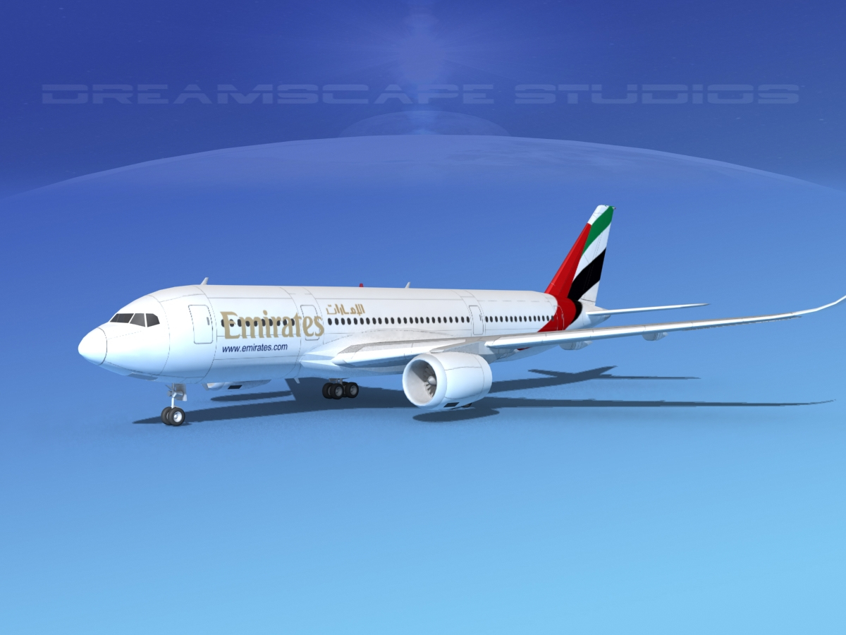modelo 3d Airbus A350-800 Emirates - TurboSquid 1106938