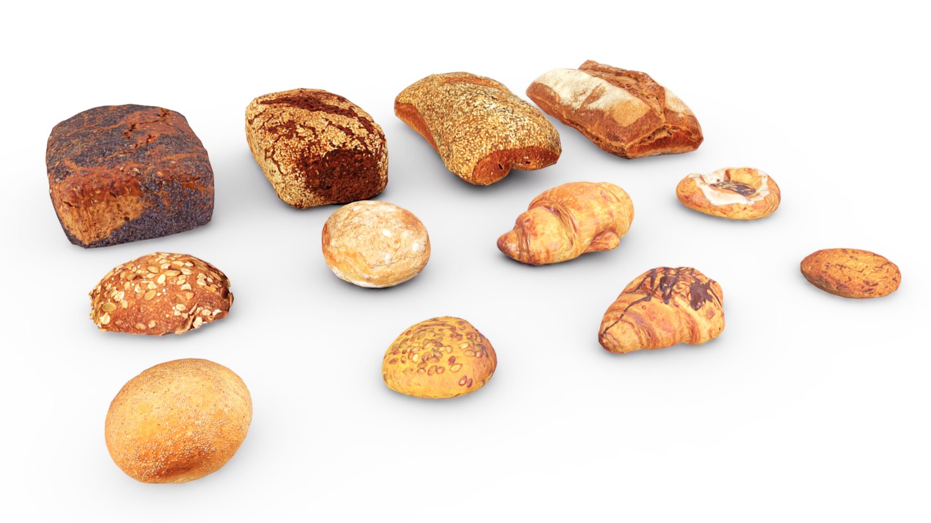 Pastries Breads Rolls 3D Model - TurboSquid 1632526