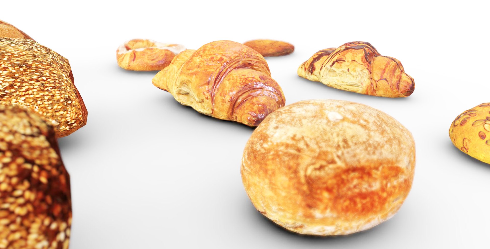 Pastries Breads Rolls 3D Model - TurboSquid 1632526