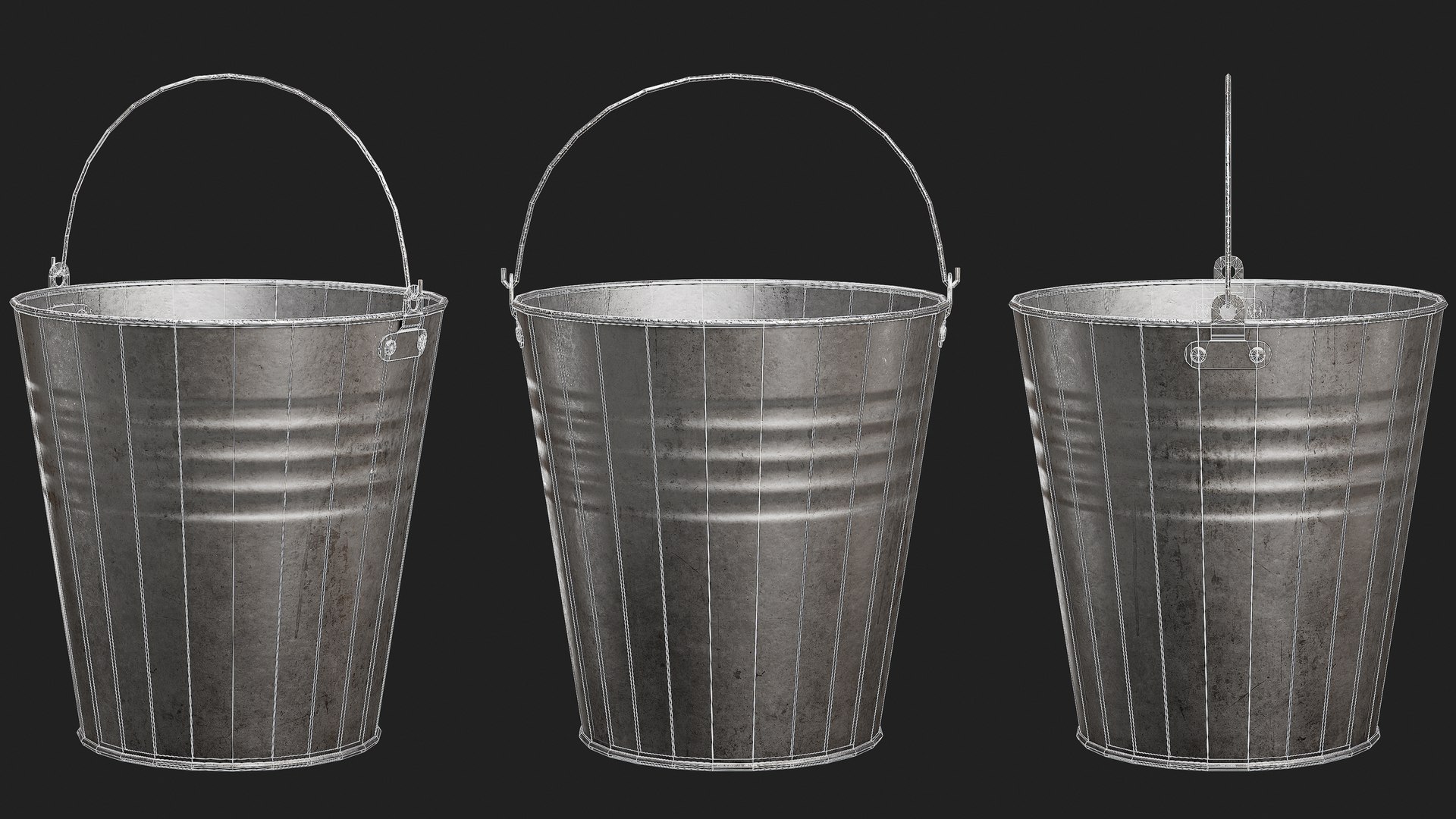 Metal And Plastic Buckets Model - TurboSquid 2096054