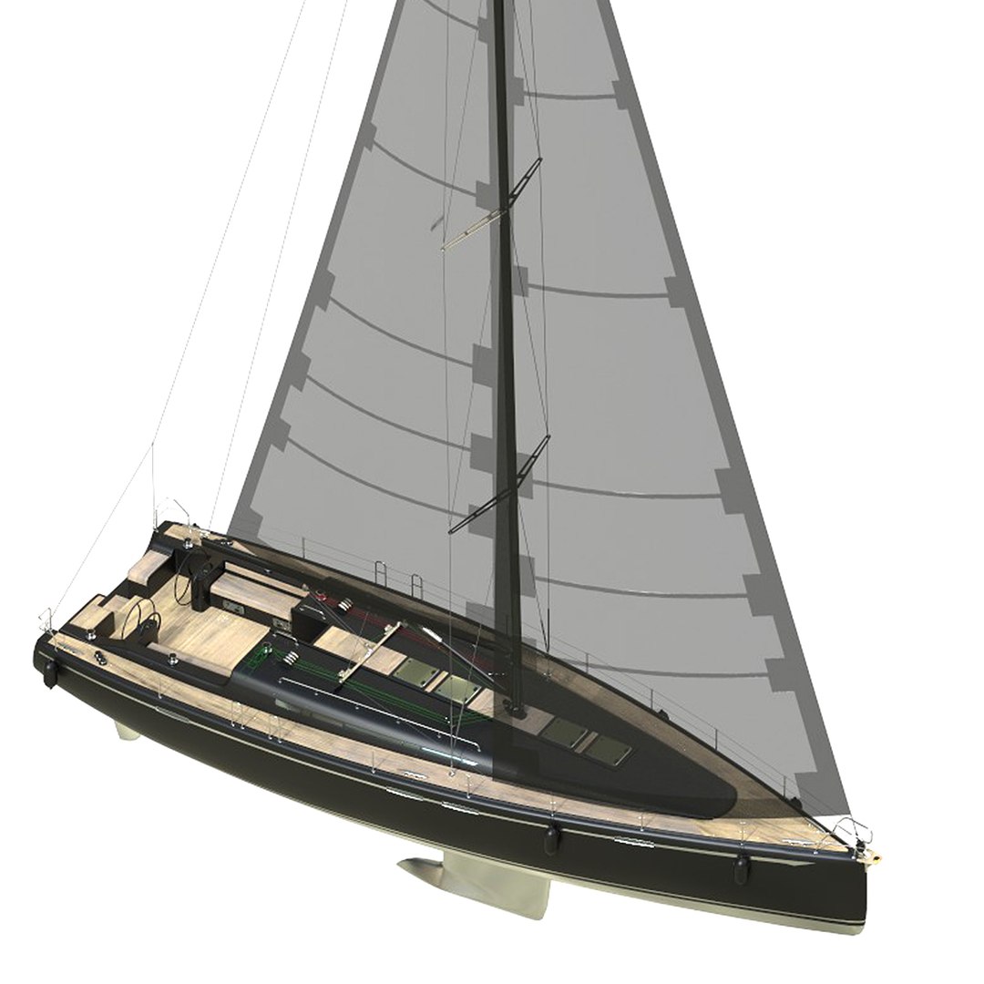 3D Model Sailboat Yacht Black - TurboSquid 1995429