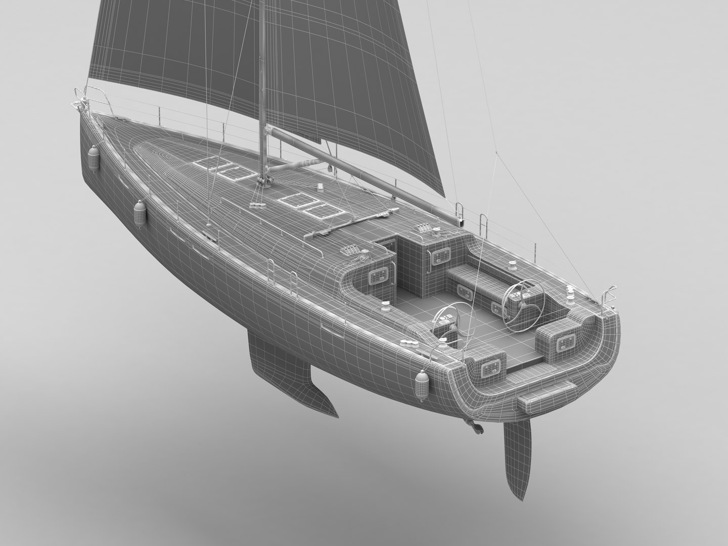 3D Model Sailboat Yacht Black - TurboSquid 1995429