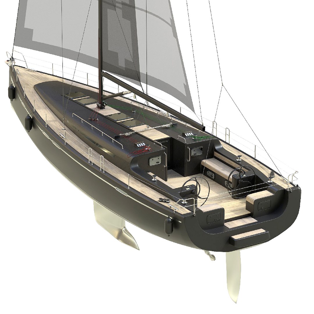 3D Model Sailboat Yacht Black - TurboSquid 1995429