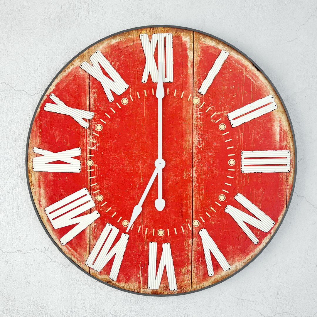 Large Red Vintage Style Clock 3D Model - TurboSquid 2272015