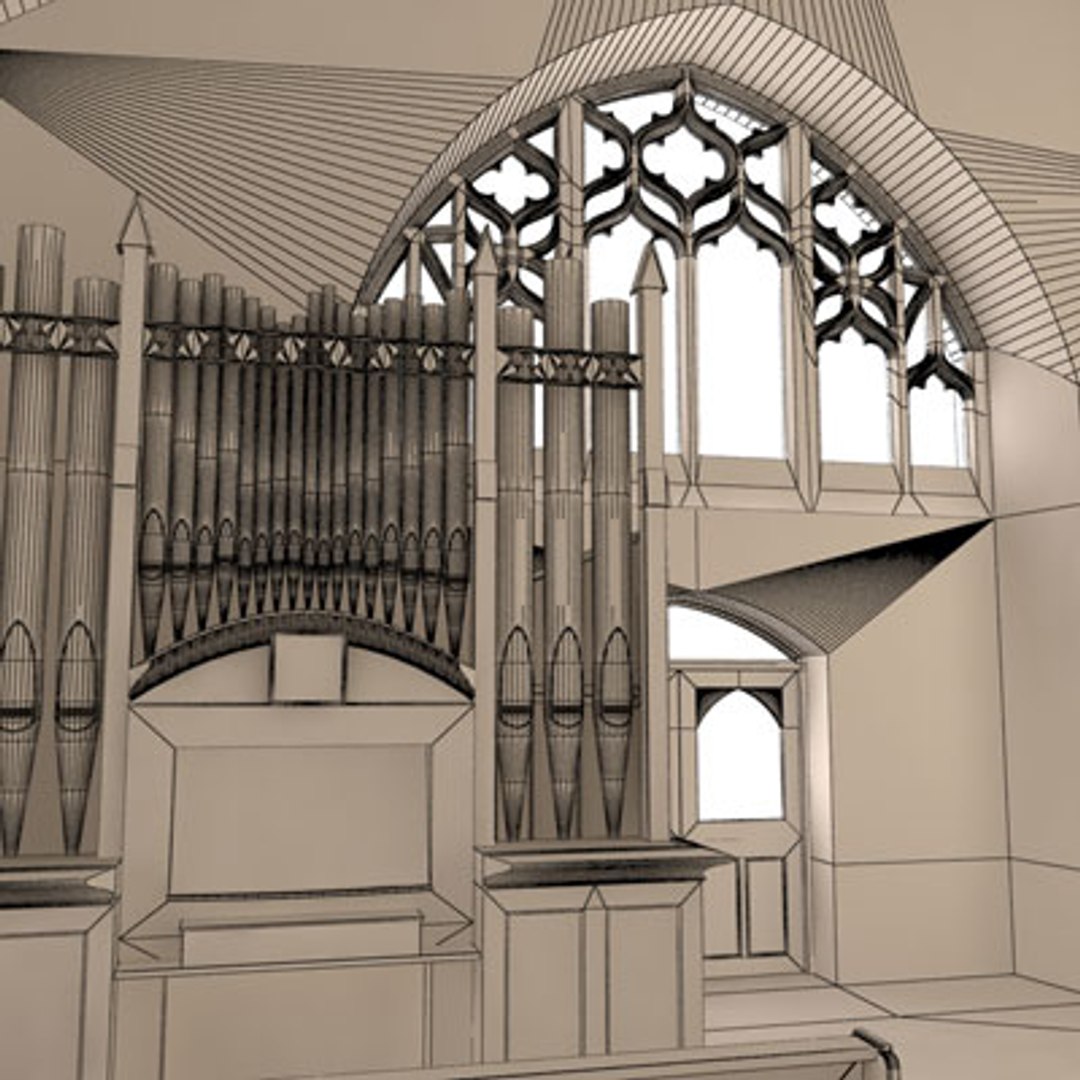 Protestant Church Interior 3d Obj