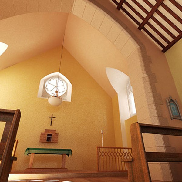 protestant church interior 3d obj