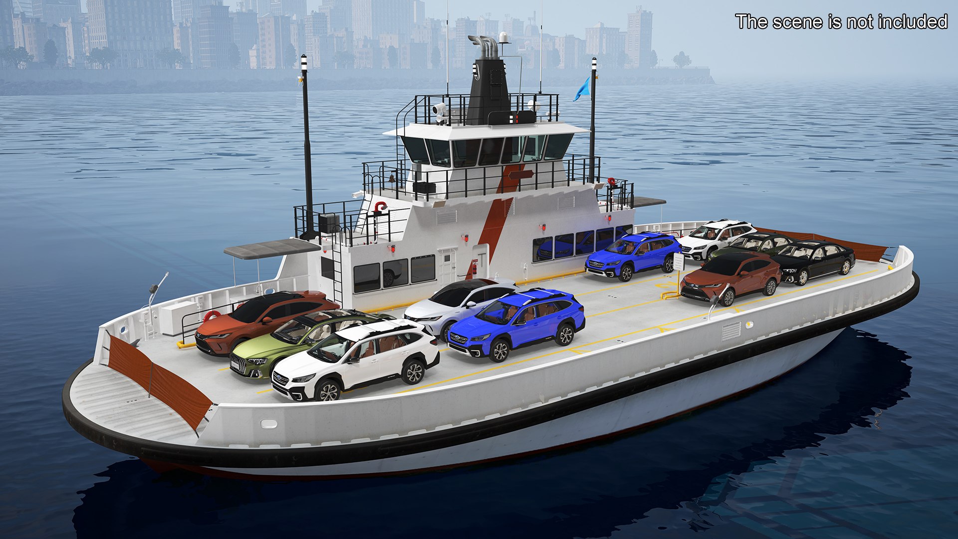 3D Ferry Ship with Brand Vehicles - TurboSquid 2140331