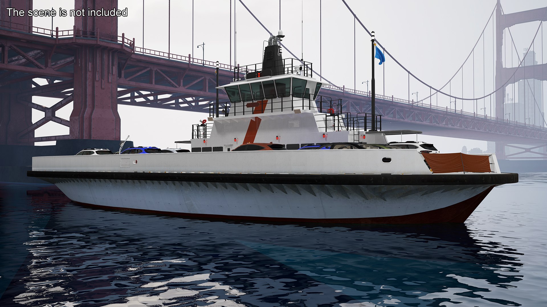 3D Ferry Ship with Brand Vehicles - TurboSquid 2140331
