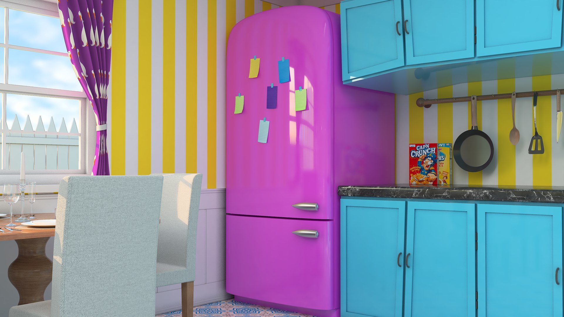 Cartoon Kitchen Model - TurboSquid 2185848