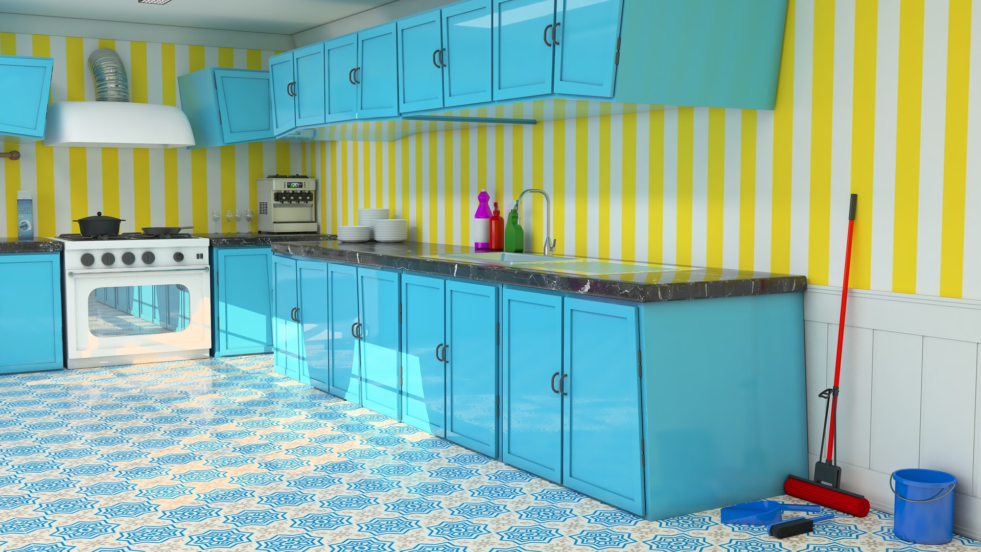 Cartoon Kitchen Model - TurboSquid 2185848
