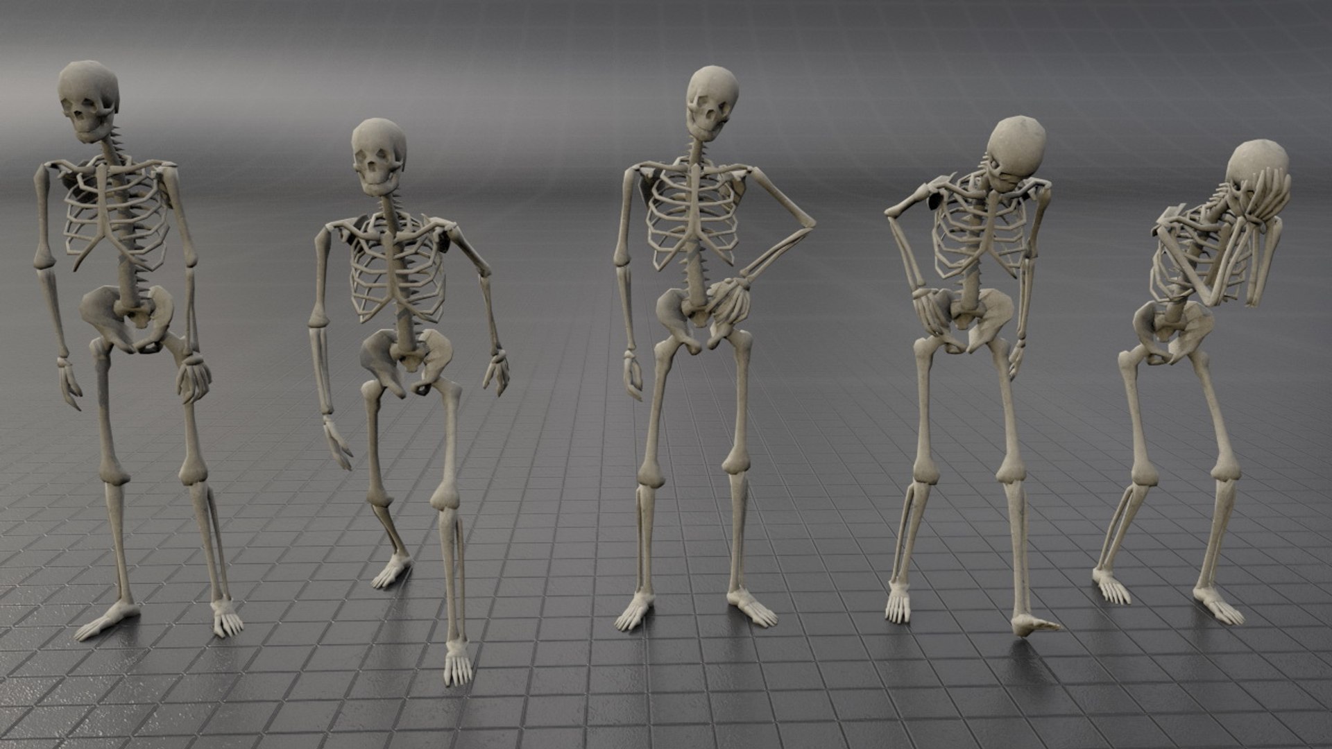 Pack poses skeleton bones 3D model - TurboSquid 1353096