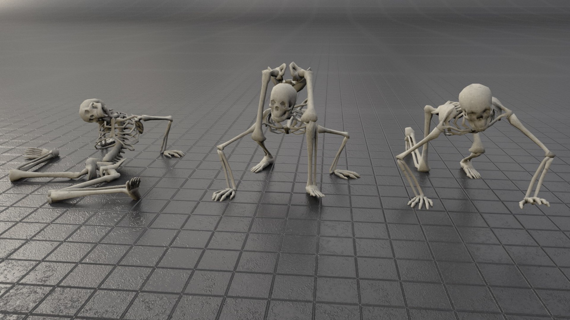 Pack poses skeleton bones 3D model - TurboSquid 1353096