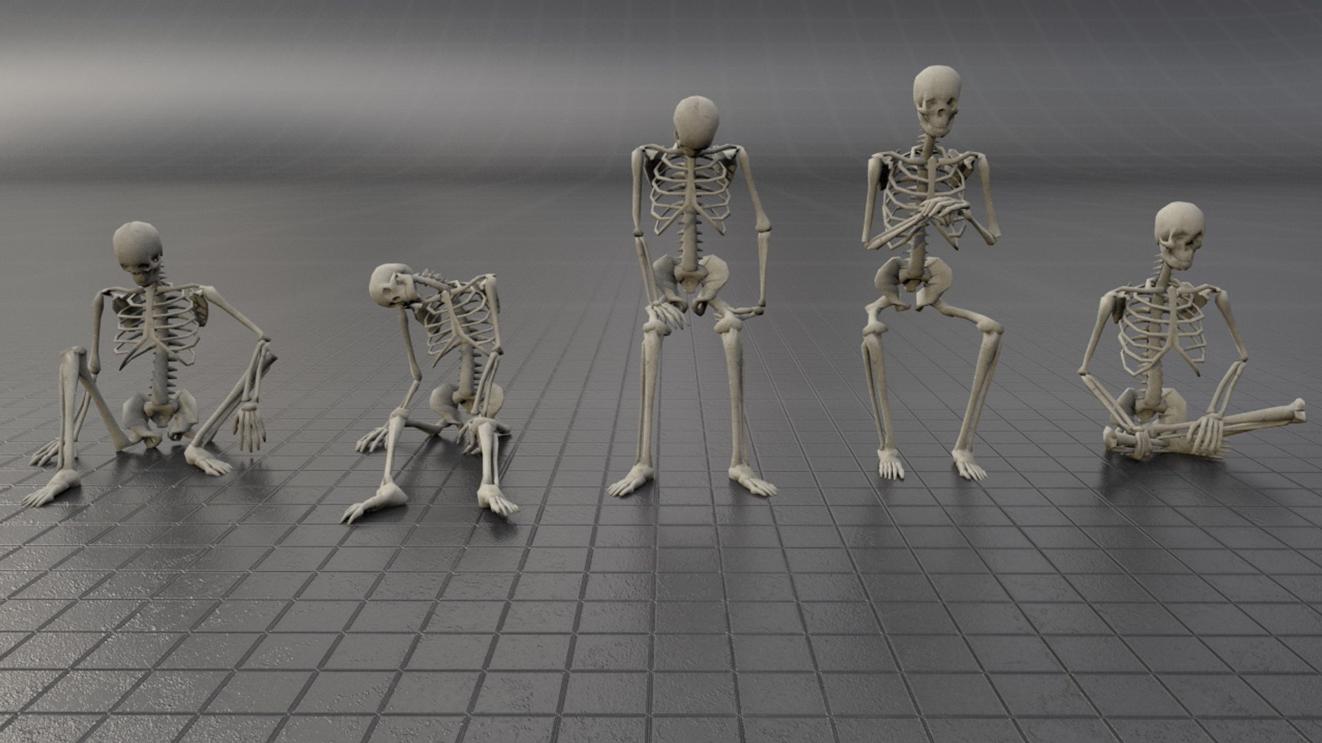 Pack poses skeleton bones 3D model - TurboSquid 1353096