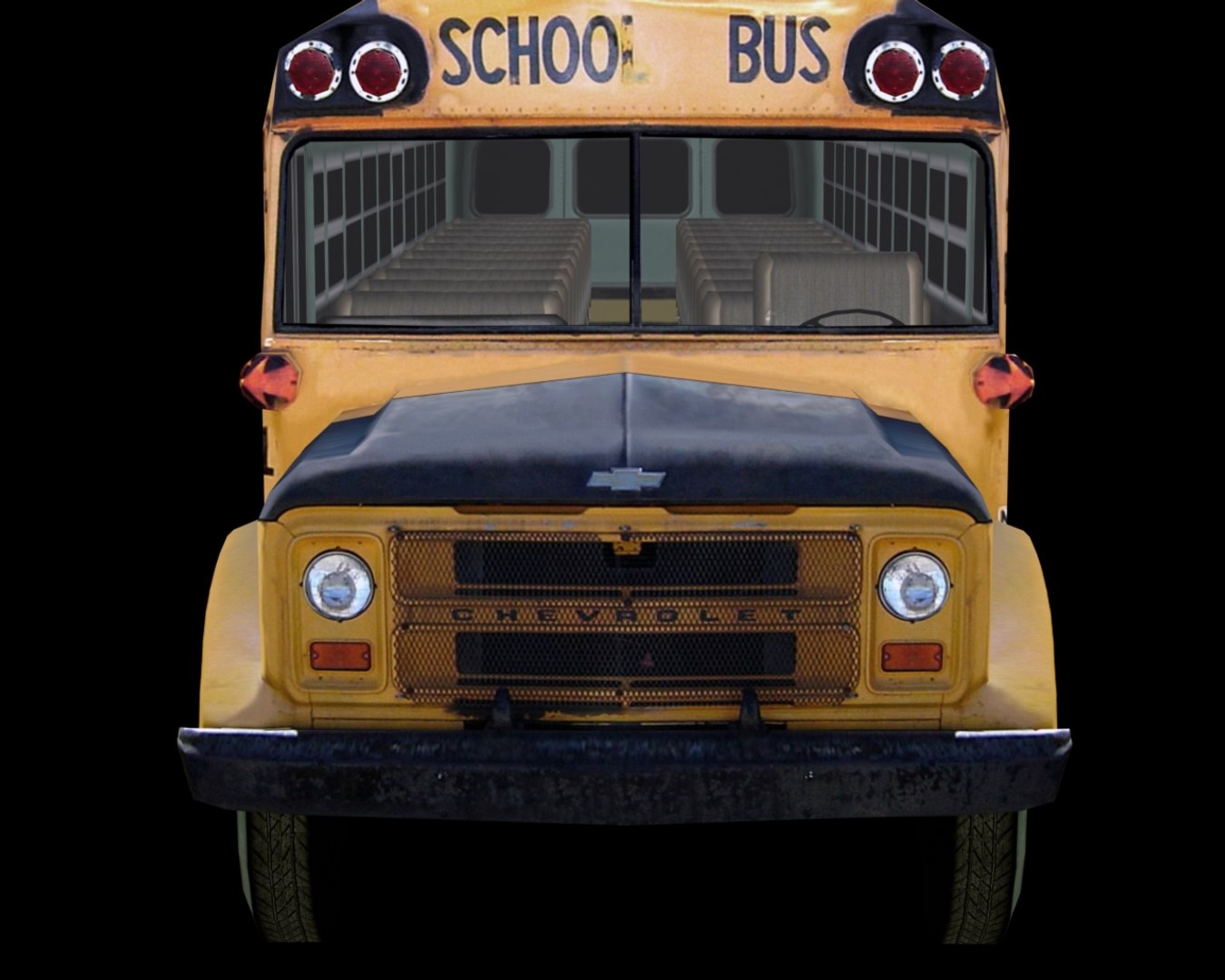 Old Chevy School Bus 3d Model