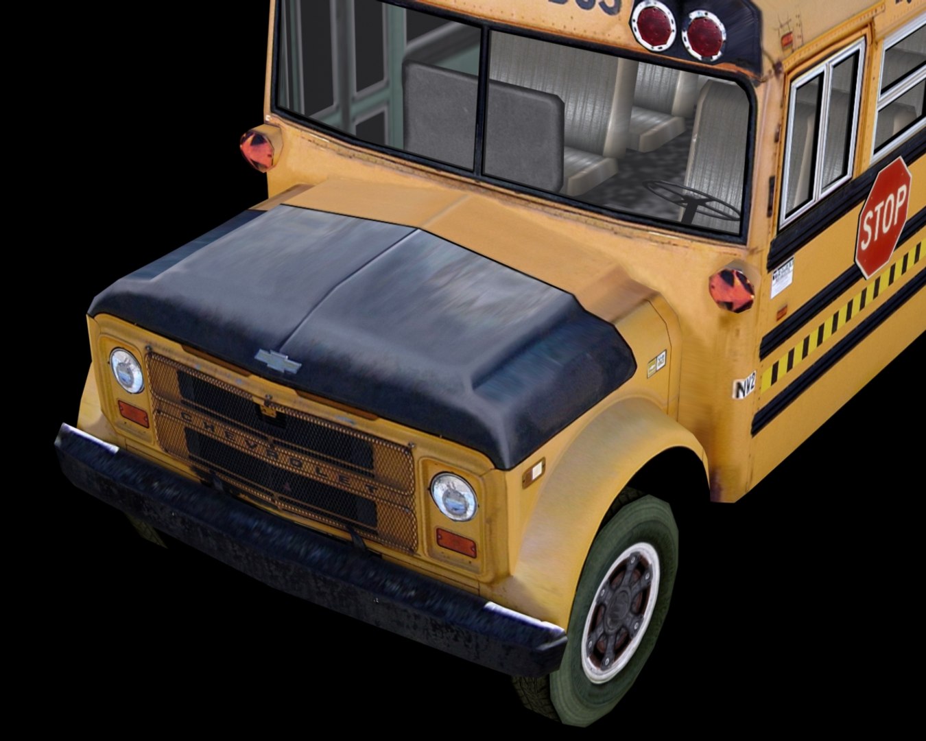 Old Chevy School Bus 3d Model