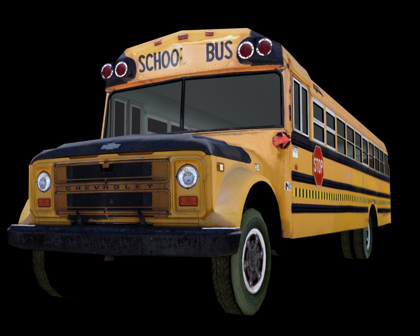 Old Chevy School Bus 3d Model