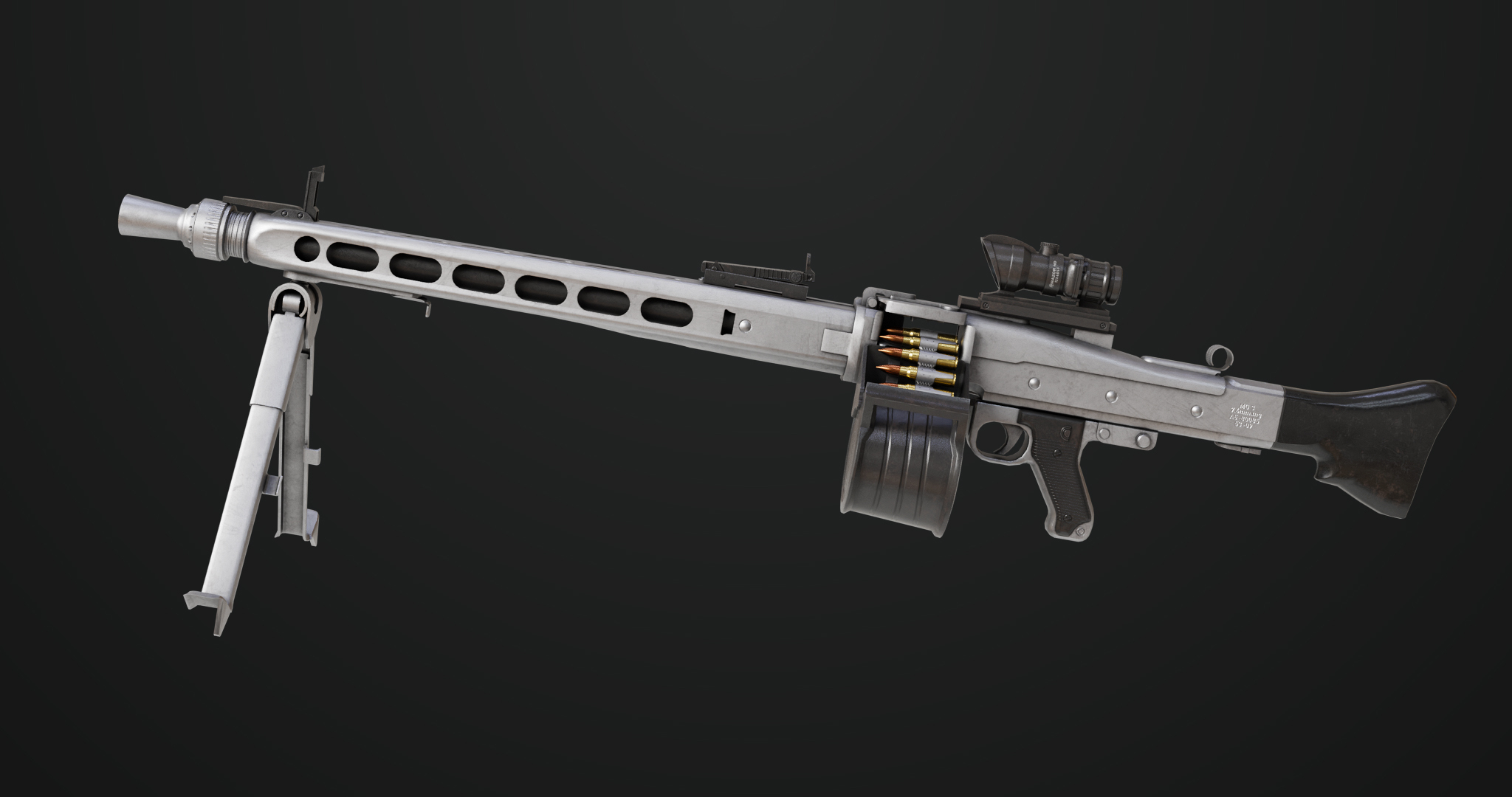 3D модель Machine Gun 08 Silver Все текстуры PBR Unity UE - TurboSquid ...