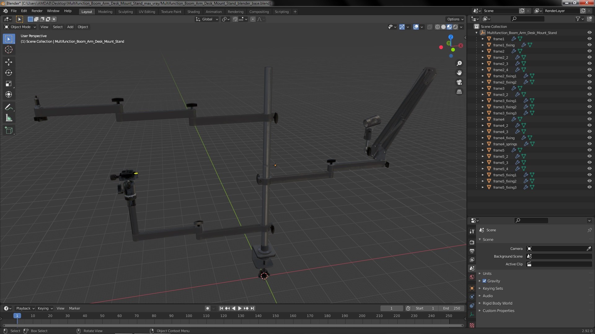 Multifunction Boom Arm Desk Mount Stand 3D model - TurboSquid 1993708