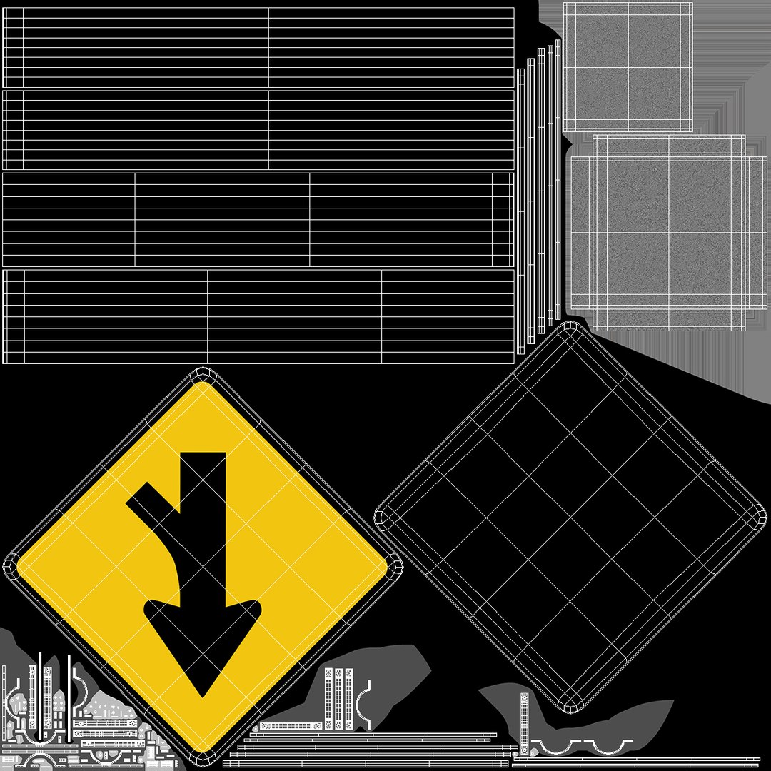 3D Road Sign Merge Model - TurboSquid 2211831