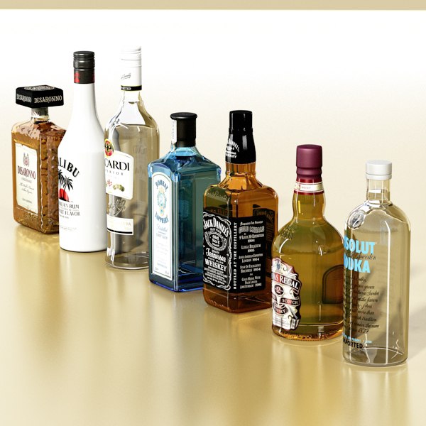3d 7 liquor bottles