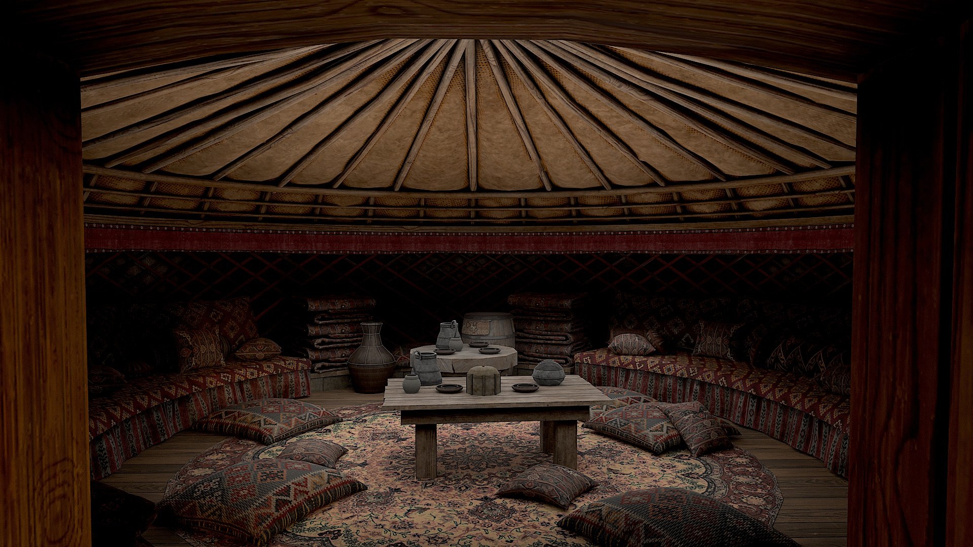3D Mongolian Yurt And Interior 1 Model - TurboSquid 2360372