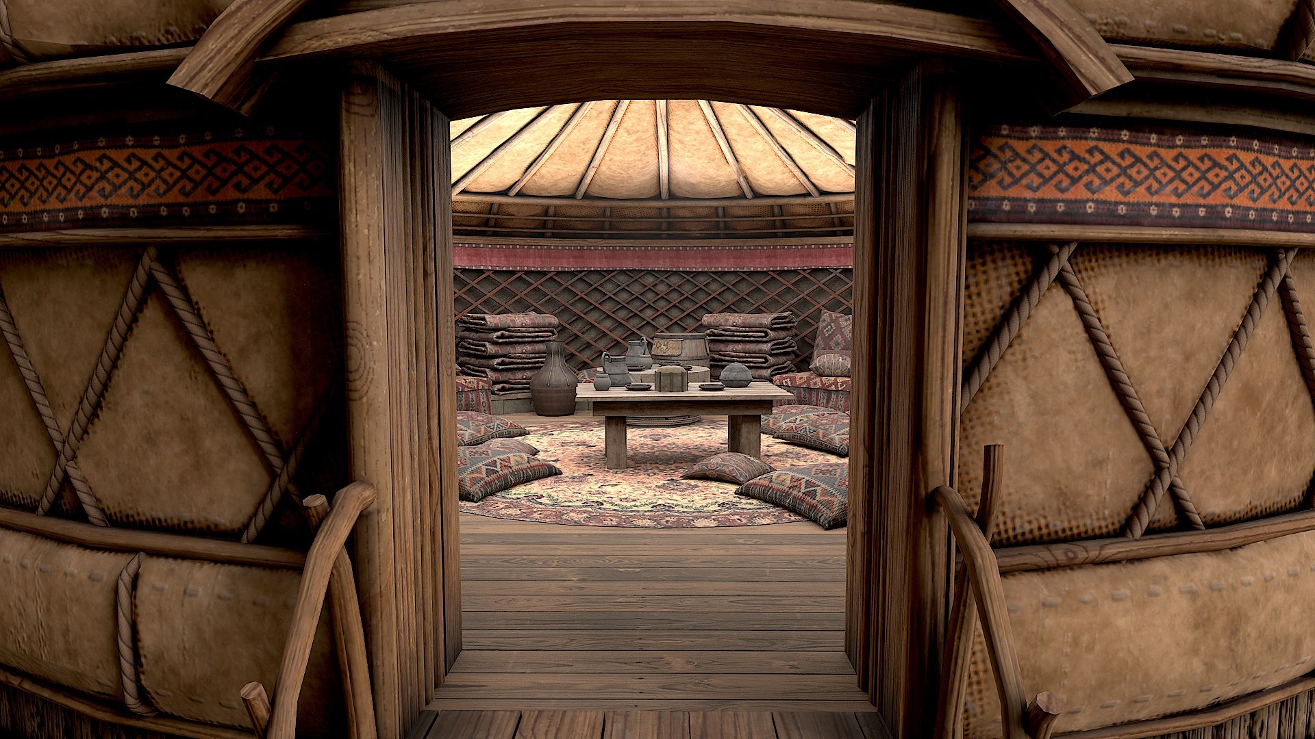 3D Mongolian Yurt And Interior 1 Model - TurboSquid 2360372