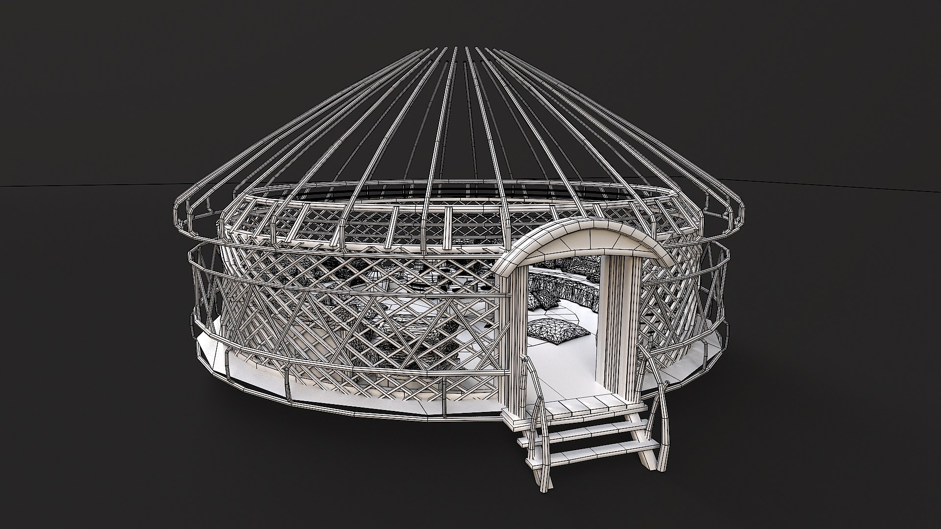 3D Mongolian Yurt And Interior 1 Model - TurboSquid 2360372