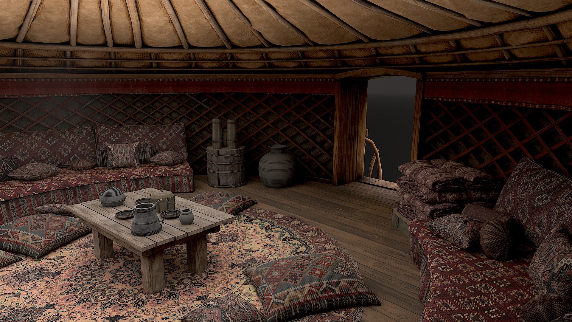 3D Mongolian Yurt And Interior 1 Model - TurboSquid 2360372