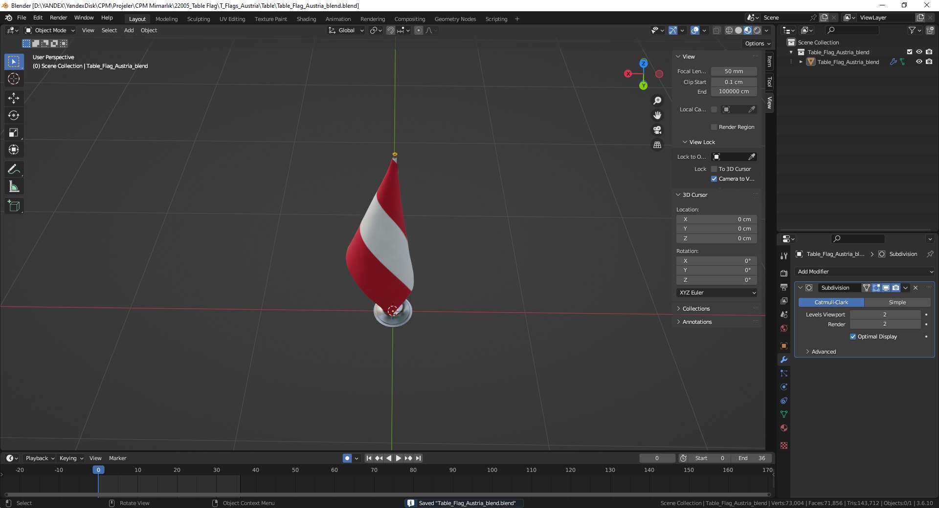Table Flag Austria Model - TurboSquid 2206814