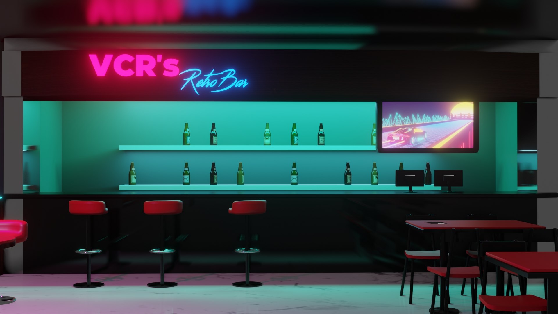 3D Retro Style Bar Interior Model - TurboSquid 1813794