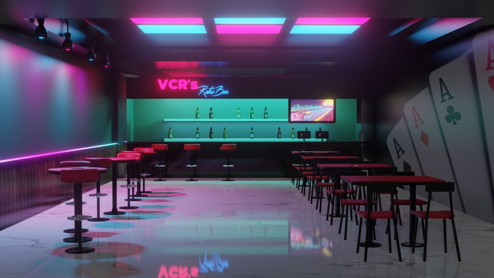 3D Retro Style Bar Interior Model - TurboSquid 1813794