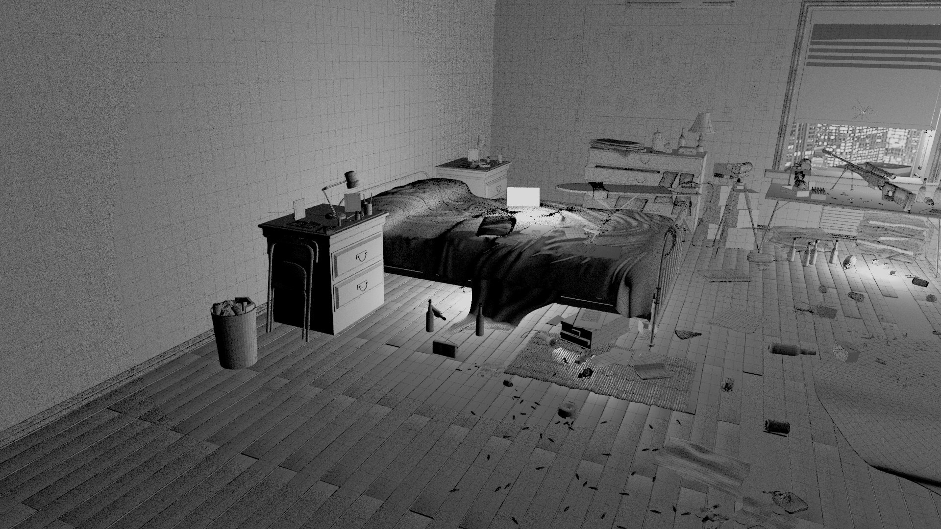 3D sniper room interior bedroom - TurboSquid 1693522