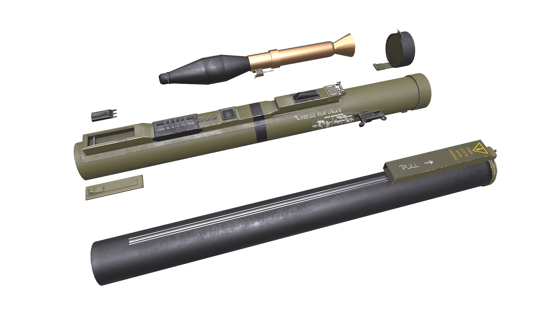 M72 LAW Light Anti Tank Weapon Low-poly PBR 3D Model - TurboSquid 2115538