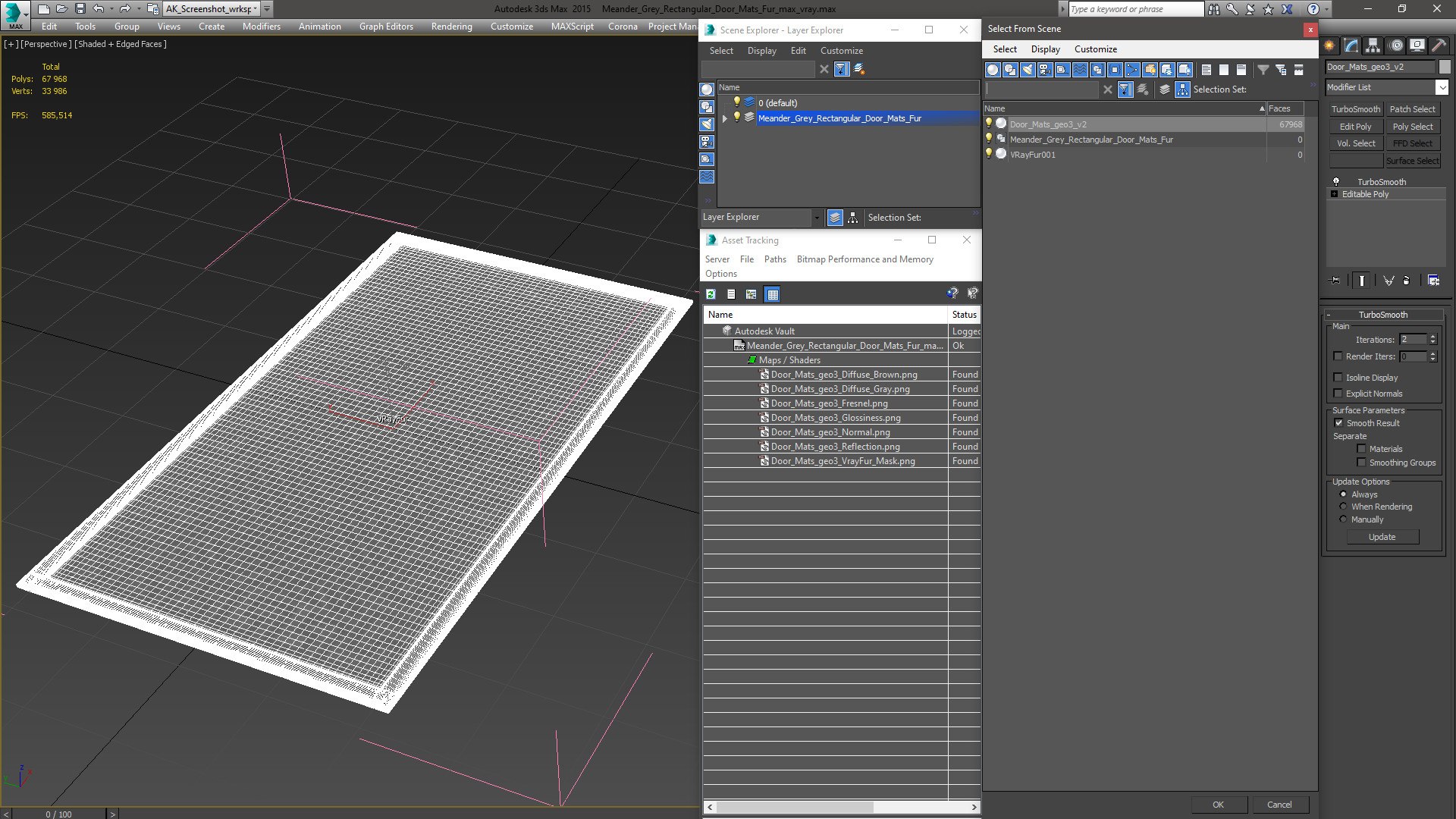 Meander Grey Rectangular Door Mats Fur Model - TurboSquid 2137101