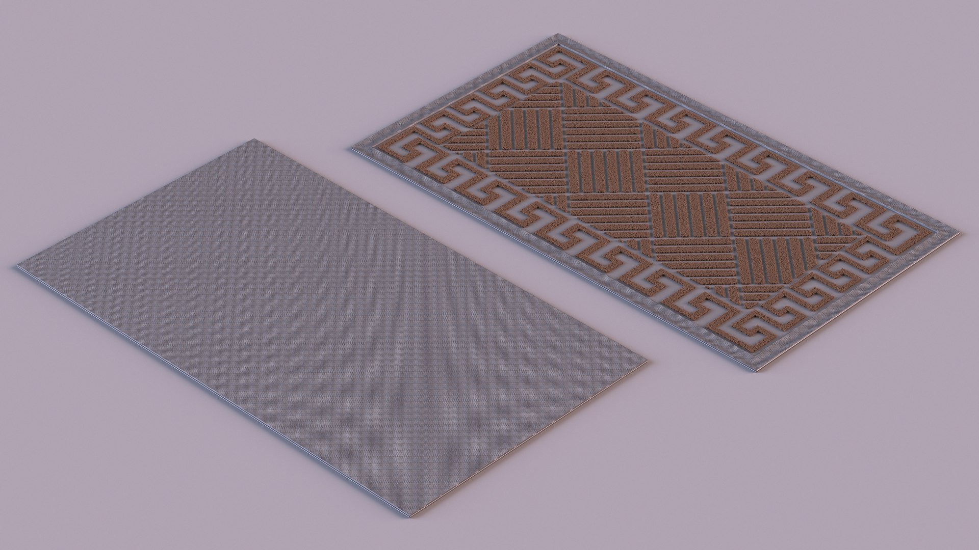 Meander Grey Rectangular Door Mats Fur Model - TurboSquid 2137101