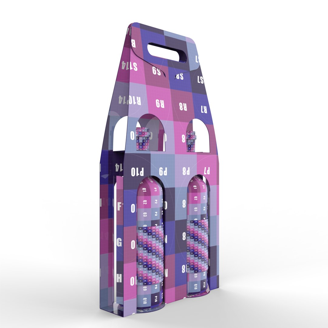 Packaging Holder For Two Wine Bottles Including Die-cut Design Model ...