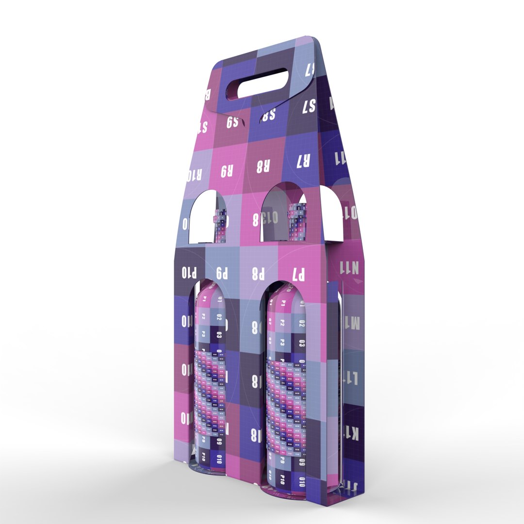 Packaging Holder For Two Wine Bottles Including Die-cut Design Model ...