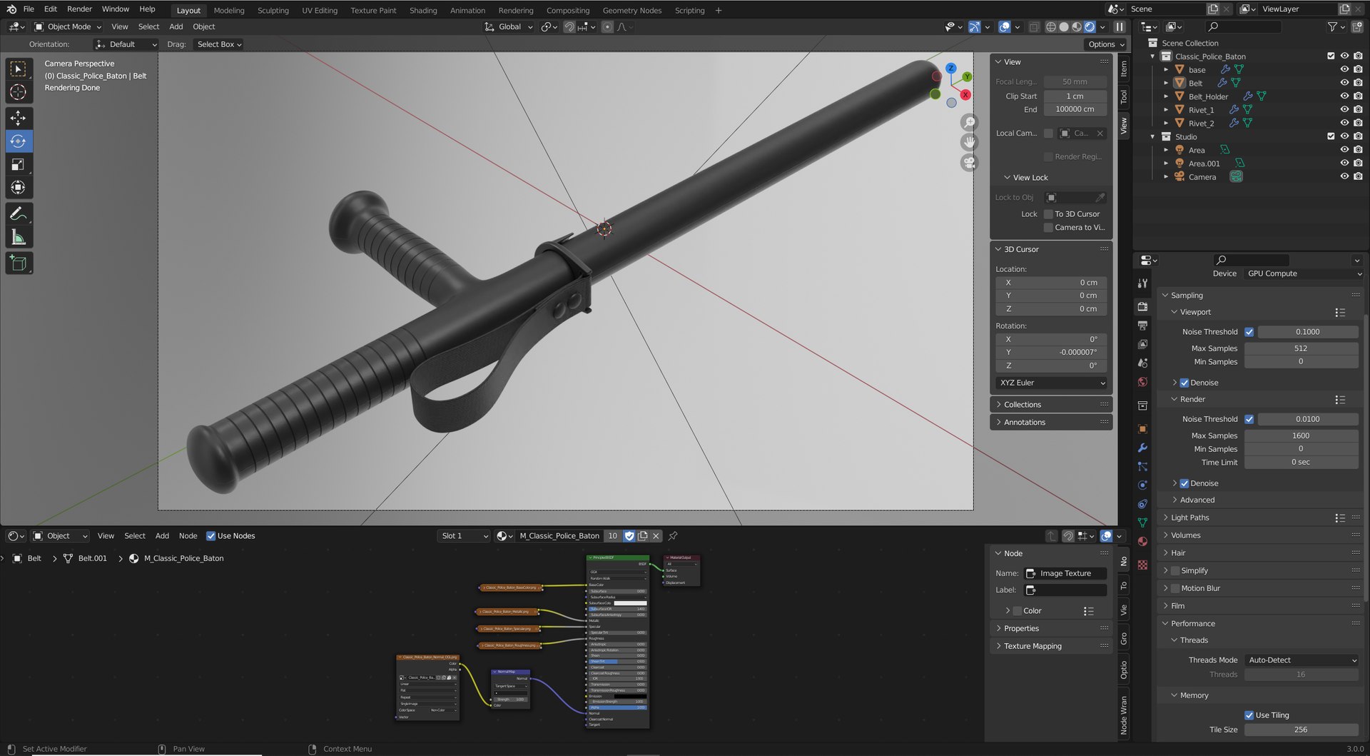Classic Police Baton 3D model - TurboSquid 1839283