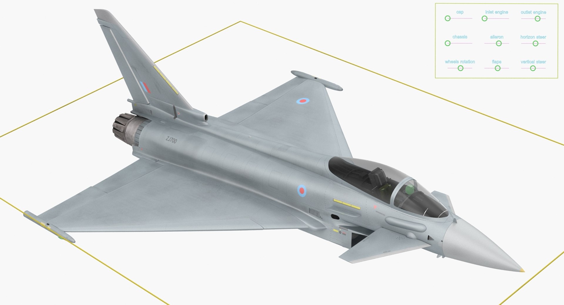 3d model of fighter eurofighter typhoon rigged