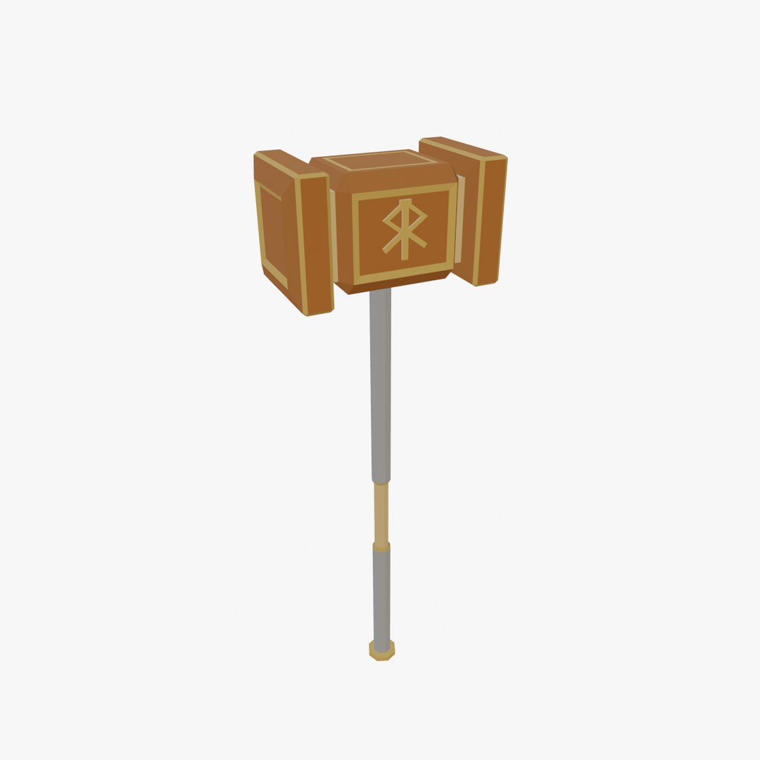 3D LOW POLY Dwarf Hammer Model - TurboSquid 2133396