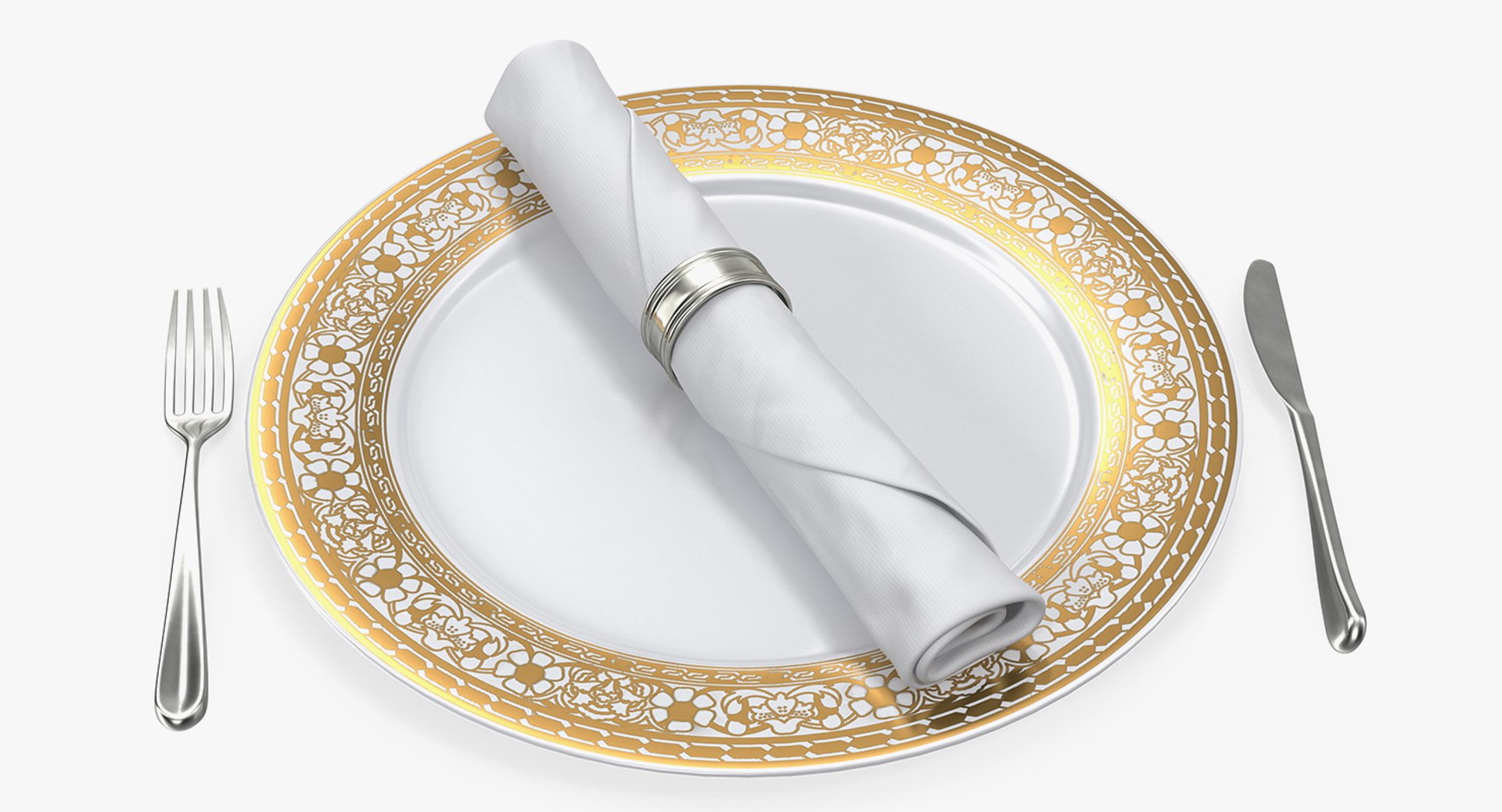 3D Plate Silverware Dinner Set - TurboSquid 1382566